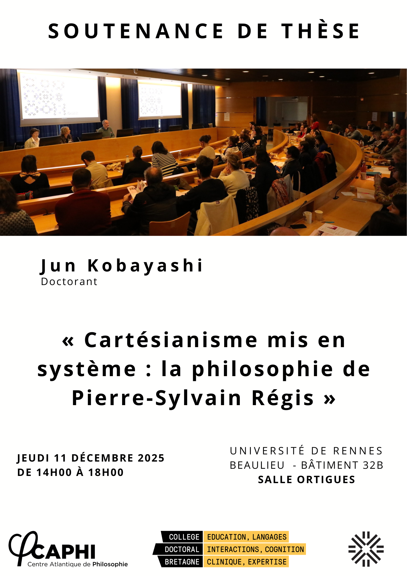 Soutenance de thèse - Jun Kobayashi - Jeudi 11 décembre 2025 - CAPhi - Centre Atlantique de ...